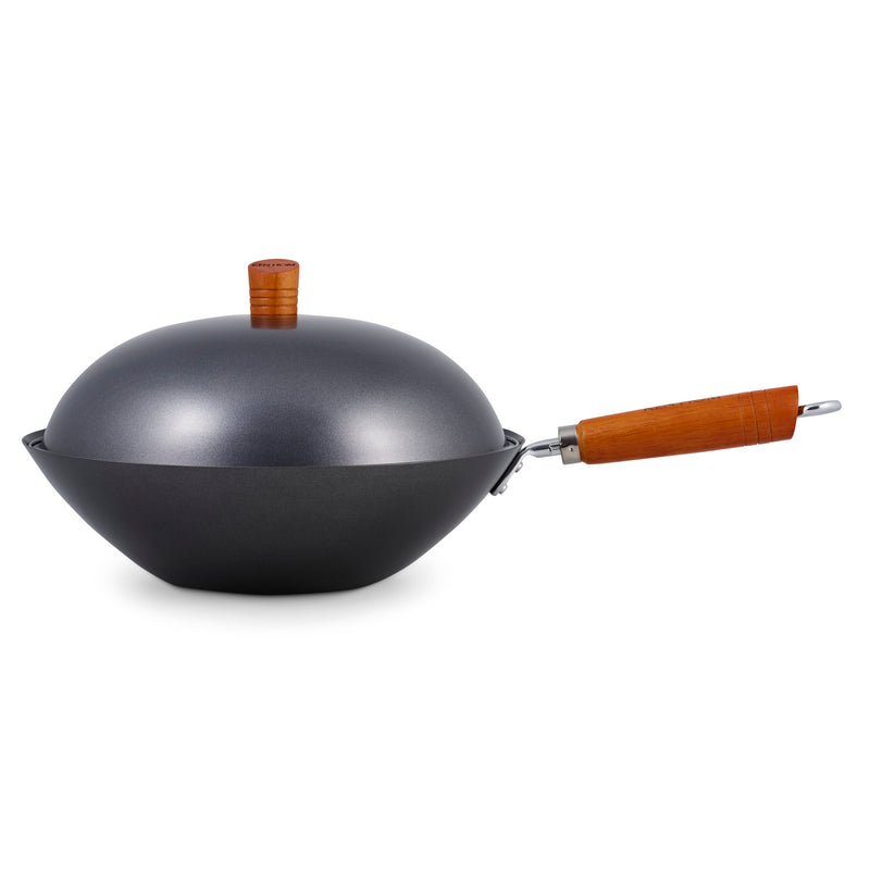 Ken Hom Woks Classic 5 Piece Wok Set With Lid, Spatula and Spoon 31cm